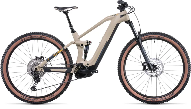 2022 Cube Stereo Hybrid 140 HPC Race 625 eMountain Bike in Beige