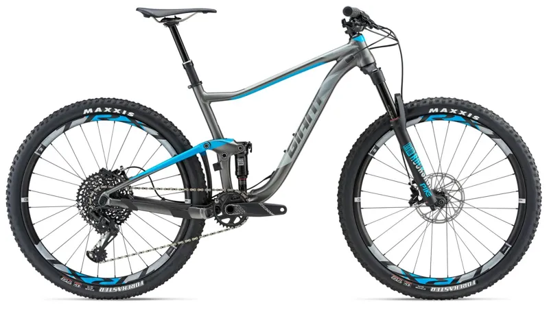 2018 GIANT ANTHEM 1 ALLOY DISC FULL SUSS XC BIKE, SATIN GREY/BLUE